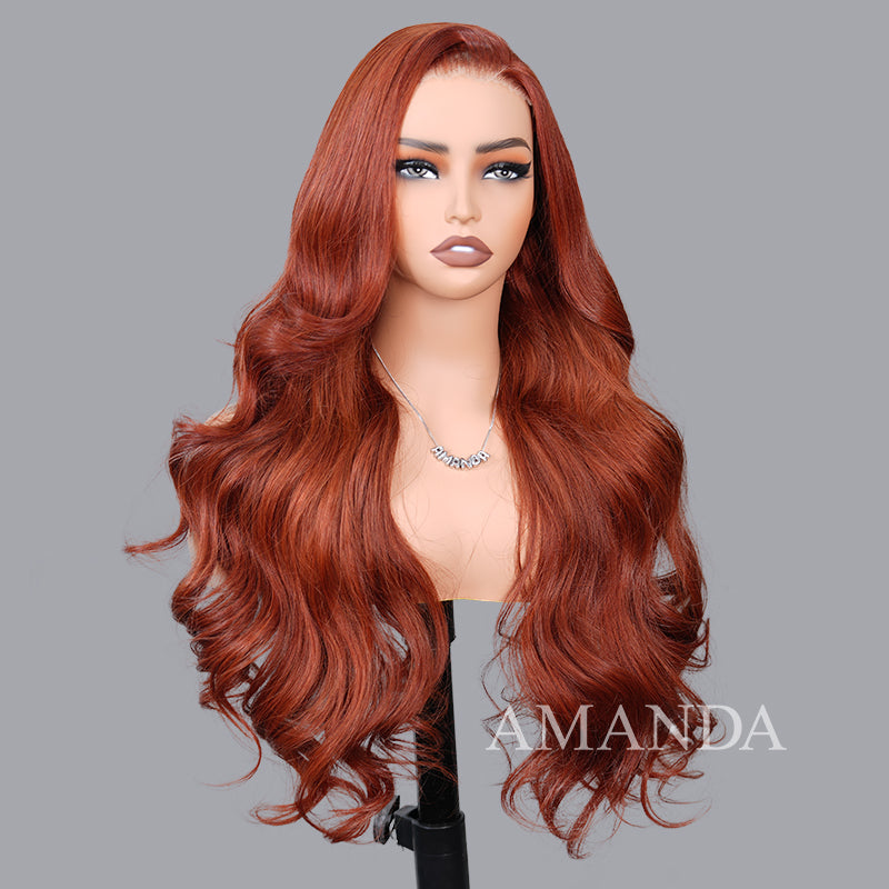 Amanda Body Wave Glueless Reddish Brown Natural 100% Human Hair Clear ...