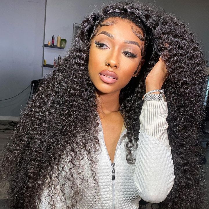 Long Curly Wig 13*4 HD Lace Front Wigs Thick Curly Hair Glueless Wigs ...