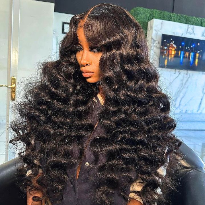 Loose Deep Wave Middle Part Lace Front Wig Human Hair 4*4/13*4 Frontal ...